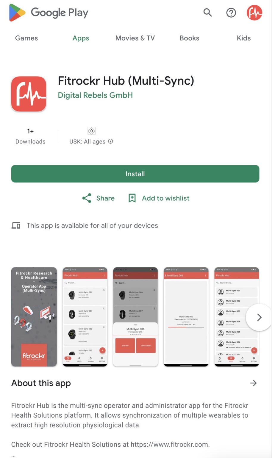 Collect Data: Tablet Sync (multi-sync) with "Fitrockr Hub (Multi-Sync ...